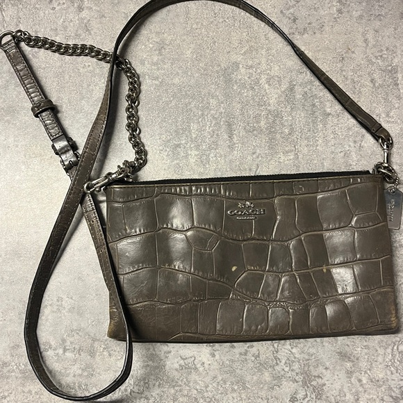 Coach | Bags | Coach Croc Embossed Leather Crossbodywristlet Bag | Poshmark